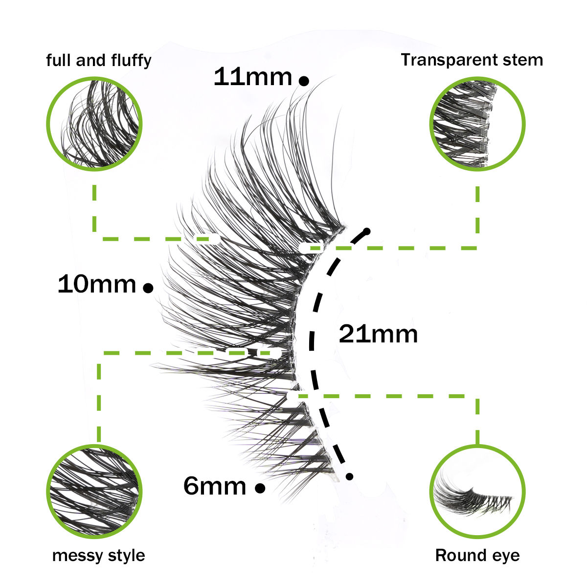 YSDO Fox Eye Lashes 10 Pairs Clear Band Natural Long Wispy False ...