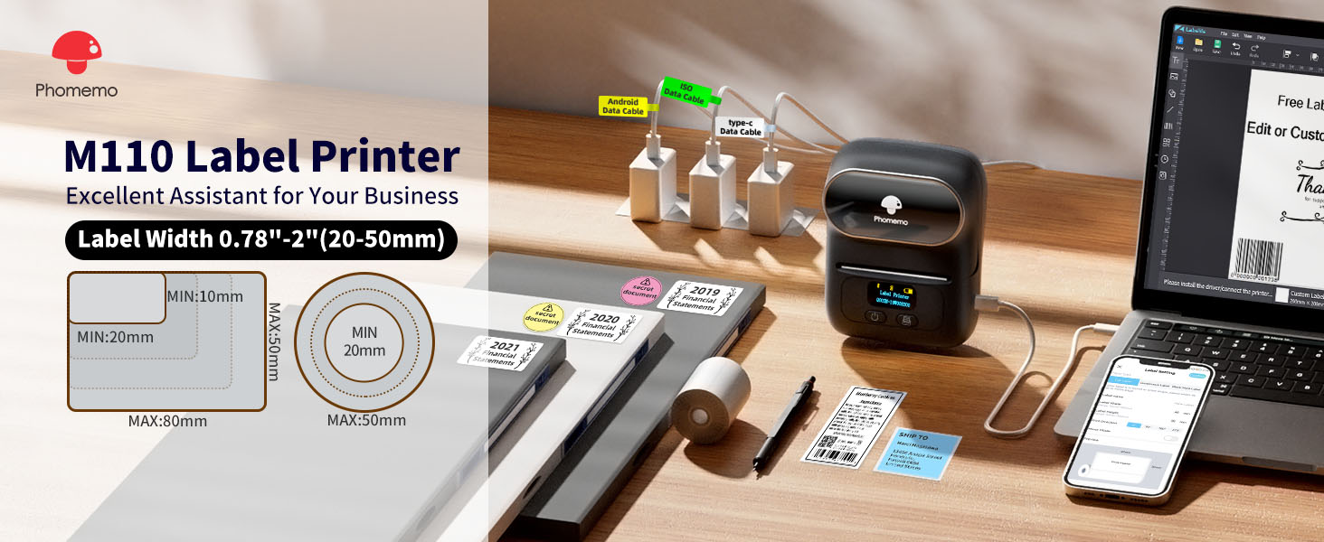 Phomemo M110 Bluetooth Label Sticker Printer,Portable Thermal Printer | Shopee Malaysia