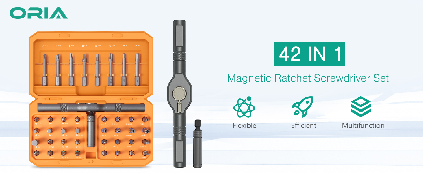 ORIA 42 in 1 Mini Precision Screwdriver Ratchet Screwdriver Set with 40 ...