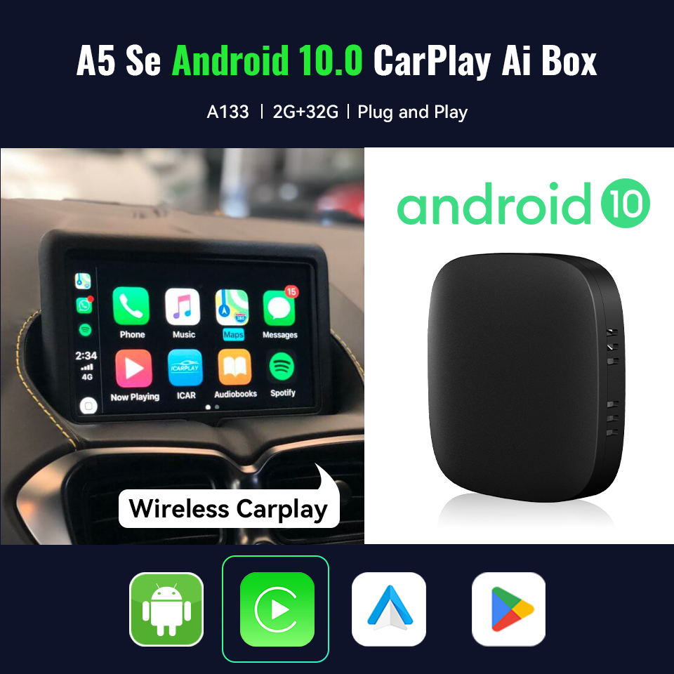 XUDA CarPlay Ai Tv Box A133 4 Core 2+32GB Android 10.0 Support Netflix YouTube Wireless Android ...