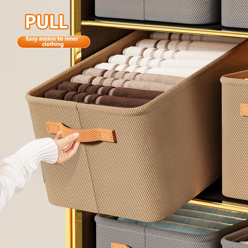 Storage Basket with Metal Frame clothes organizer wardrobe storage box ...