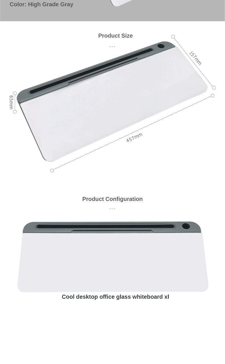 Desktop Tiny Whiteboard Writing Board Tempered Glass Note Board Office ...