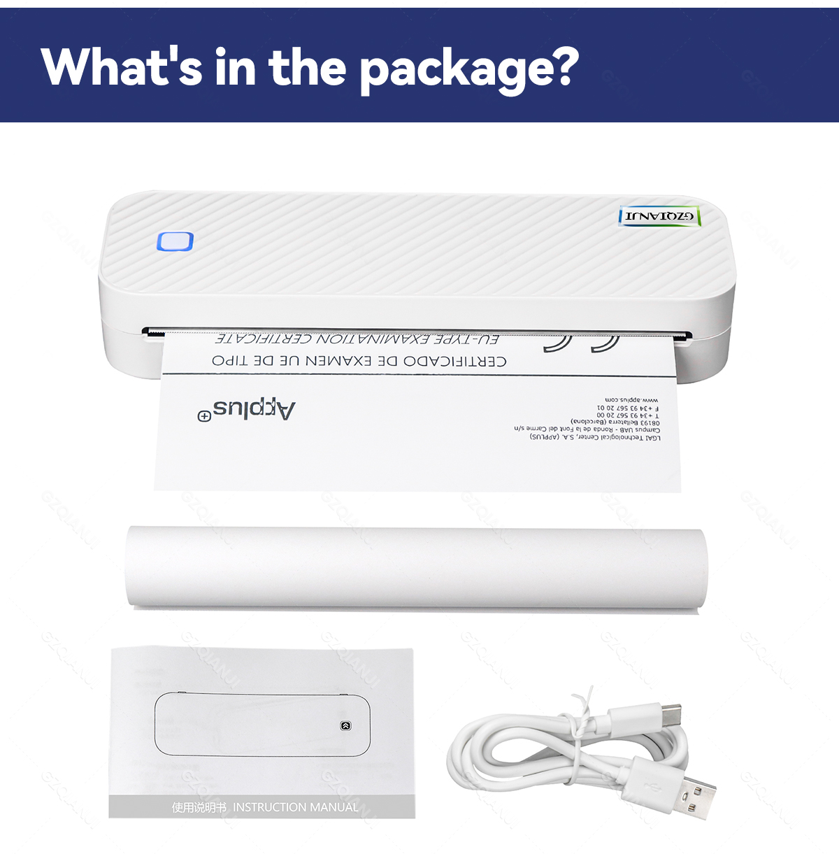 Portable Thermal Printer A4 Continuous Thermal Printer Wireless Printer ...