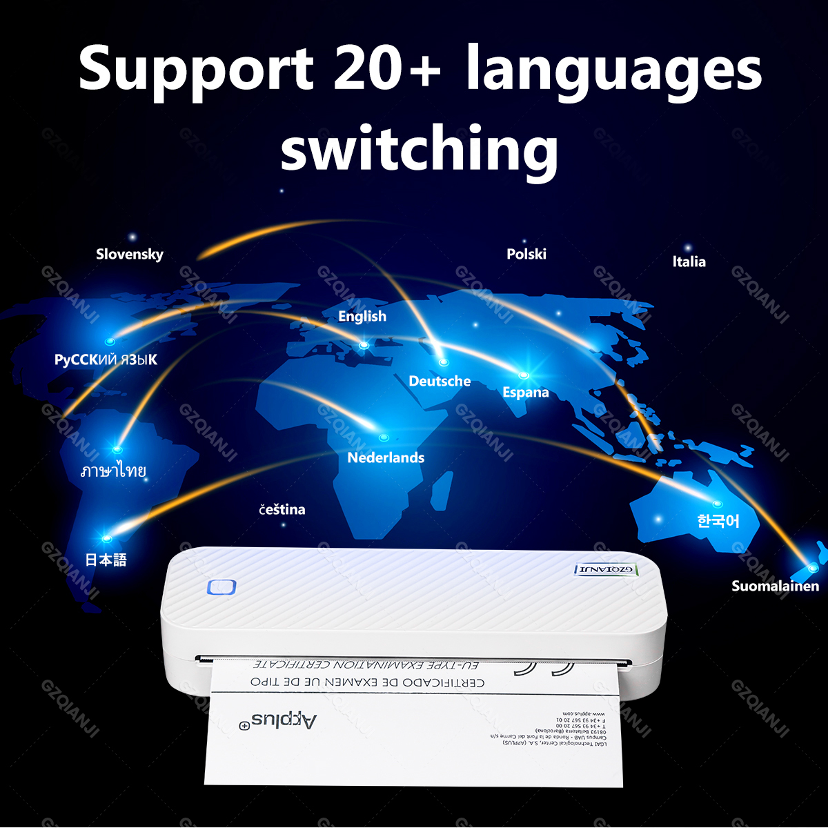 Portable Thermal Printer A4 Continuous Thermal Printer Wireless Printer ...