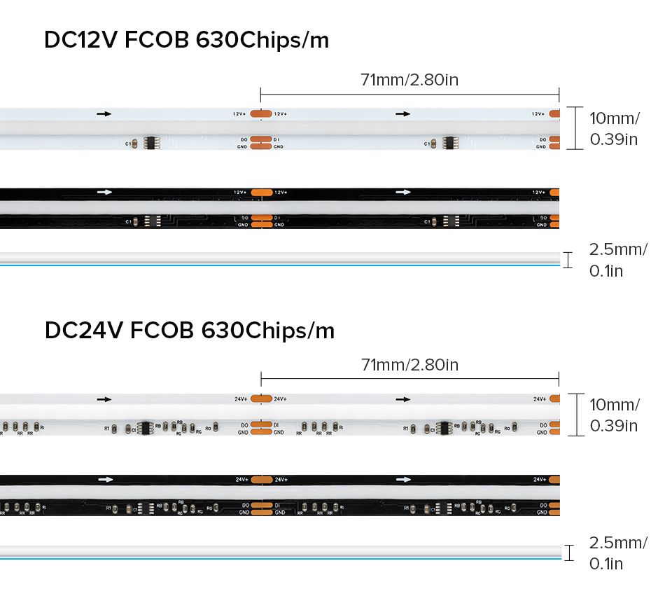 BTF-LIGHTING 630LEDs/m COB RGB IC LED Light Strip WS2811 IC RGB Dreamy ...