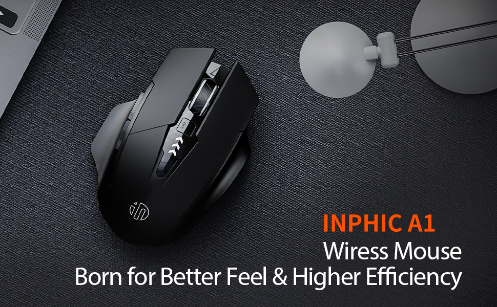 INPHIC Wireless Bluetooth Mouse 2.4G Silent Rechargeable DPI Adjustment ...
