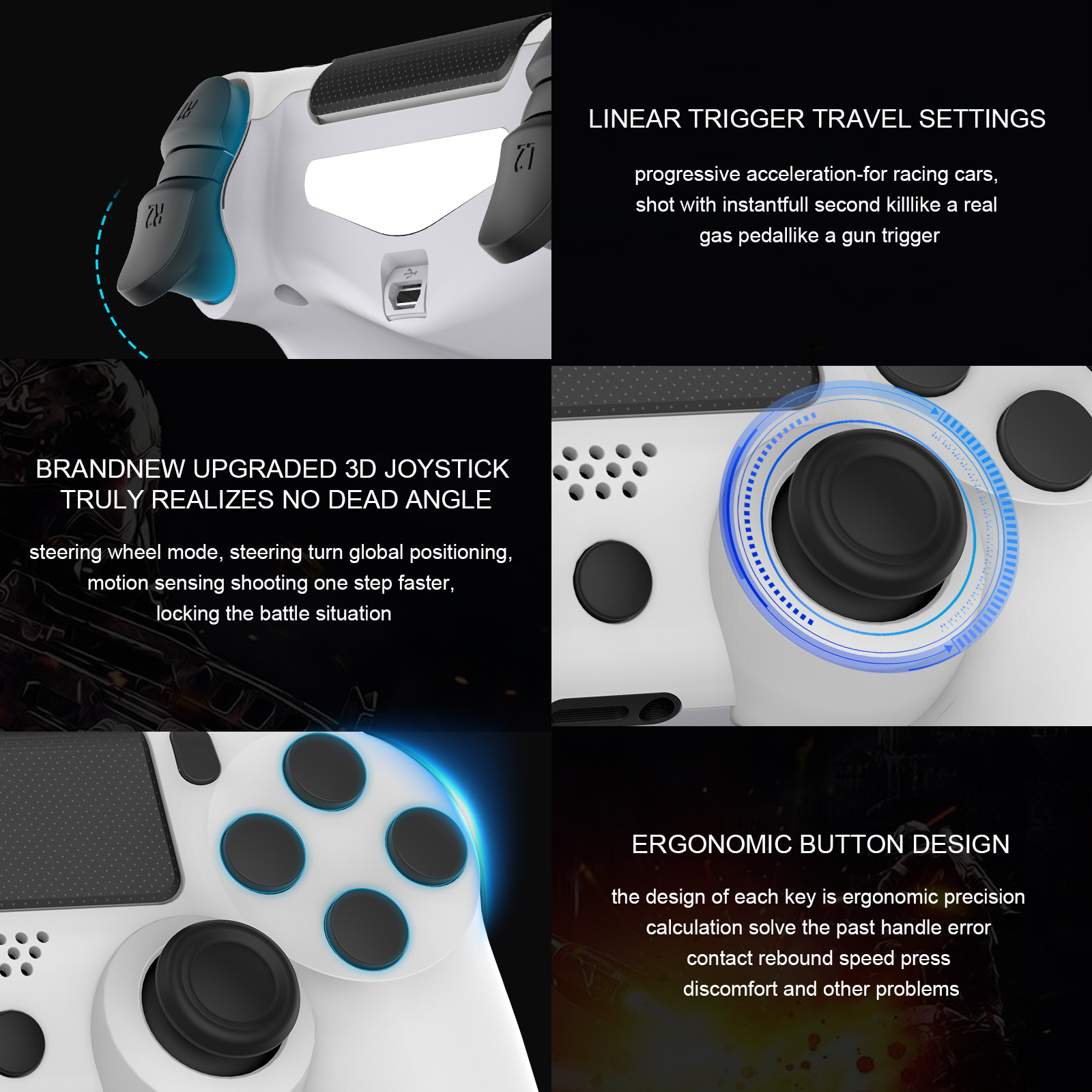 Wireless Gamepad PC Joystick touchpad Dual Vibration For PS4 PS3 PC No ...