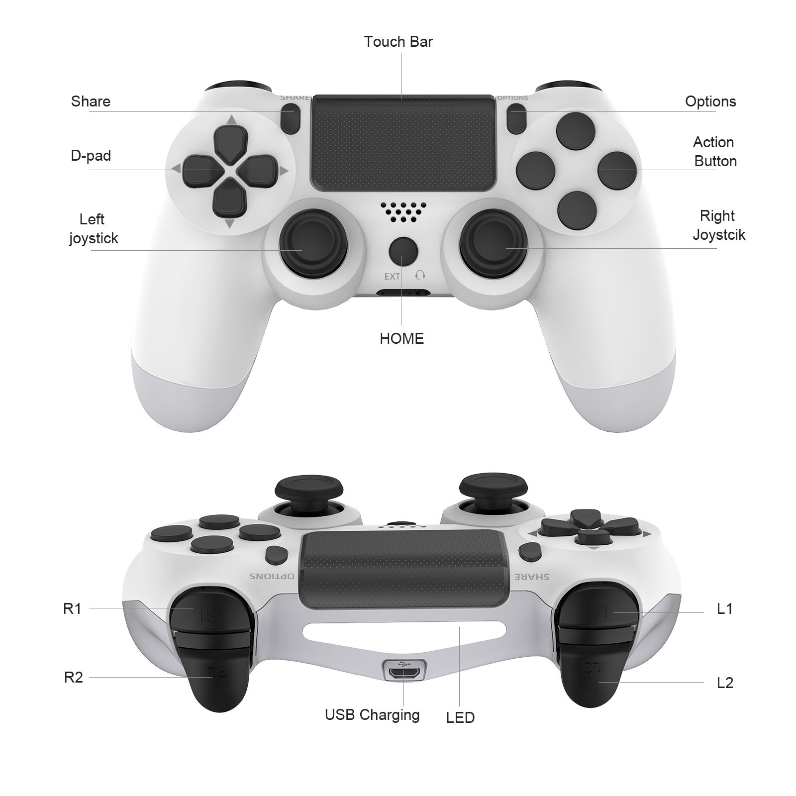 Wireless Gamepad PC Joystick touchpad Dual Vibration For PS4 PS3 PC No ...