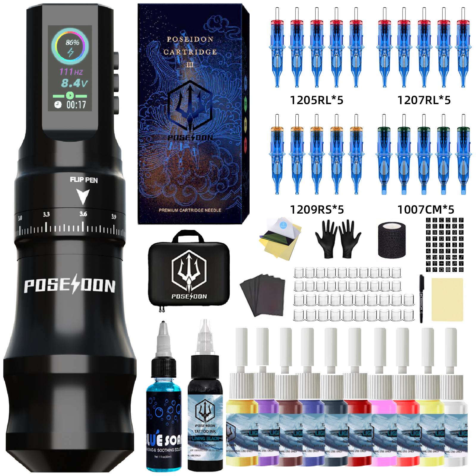POSEIDON Tattoo Pen Kit-Tattoo Machine with 20PCS Tattoo Needles ...