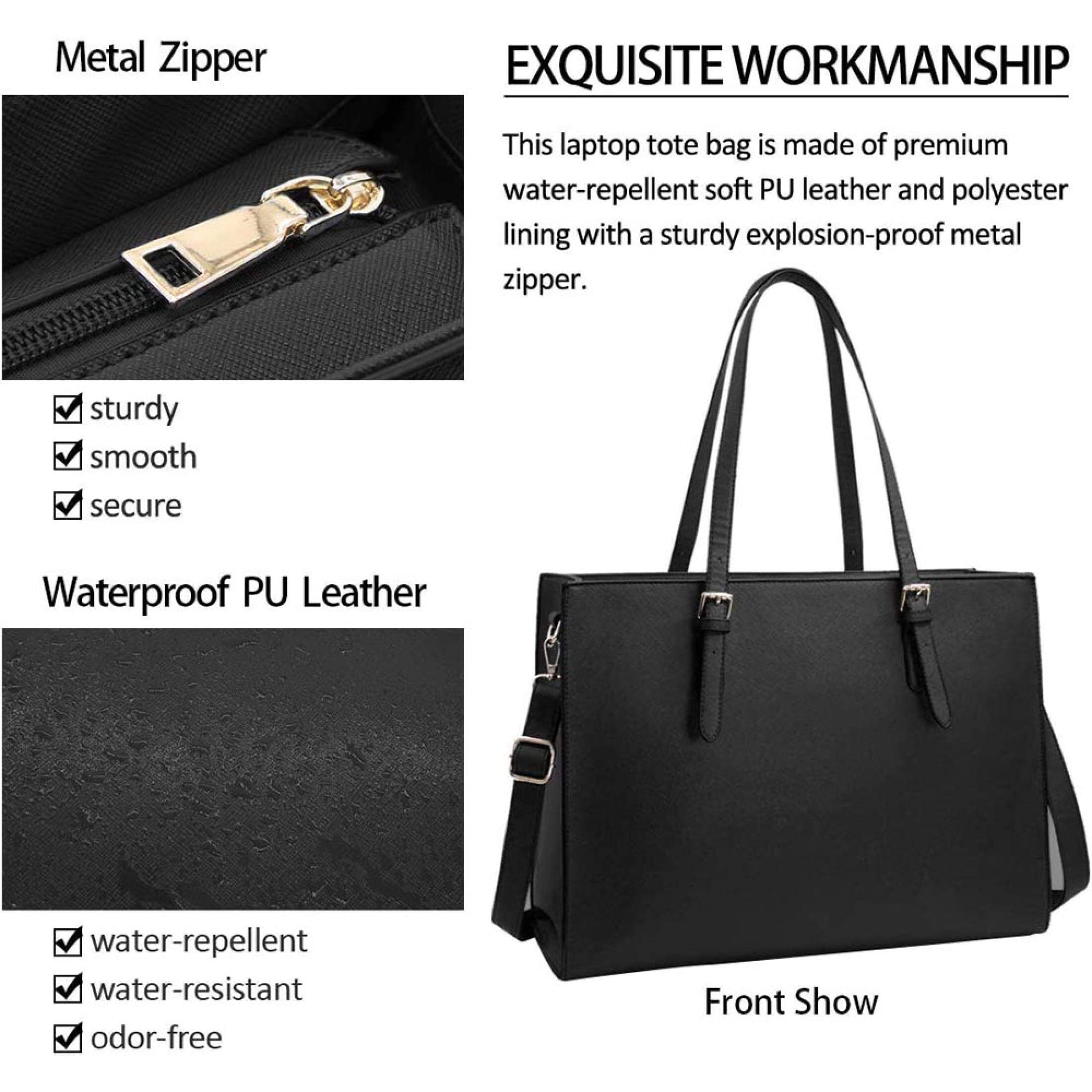 Laptop Bag Women 15.6-Inch Computer Work Handbag Leather Handbag ...