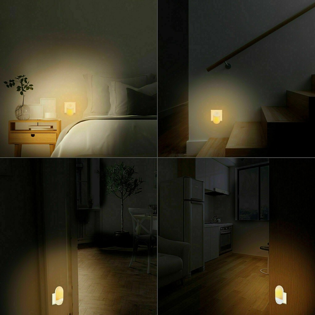 Automatic LED Night Light Wall Plug In Dusk to Dawn Sensor Warm White ...