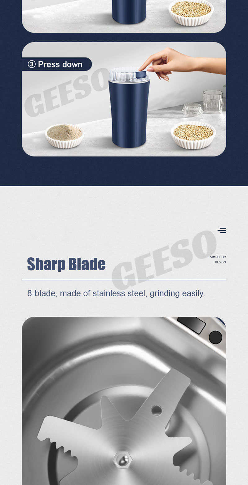 GEESO 300W Portable Electric Grinder 304 Stainless Steel Strong Power ...