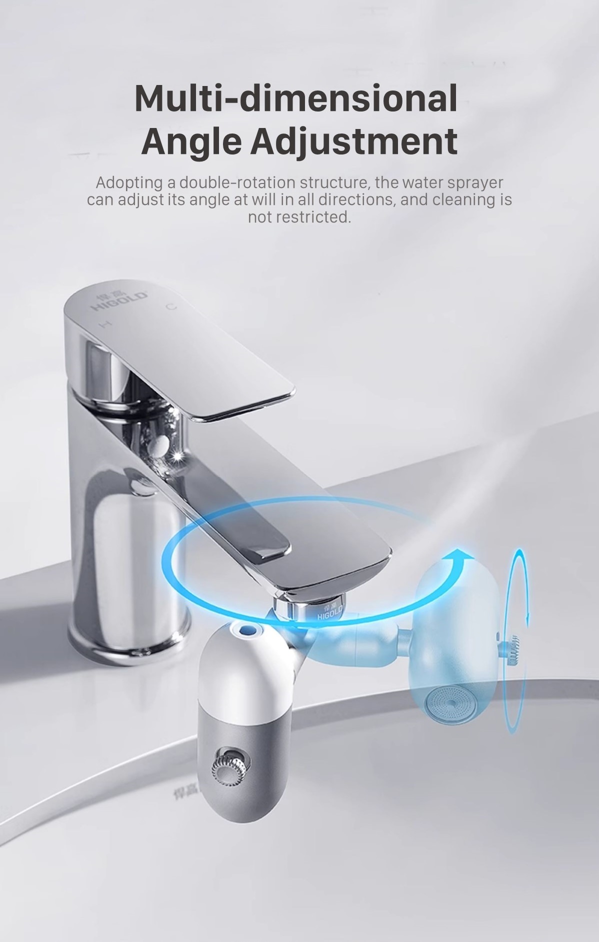 HIGOLD Faucet Universal Rotator Bathroom Wash Basin Aerator Faucet ...