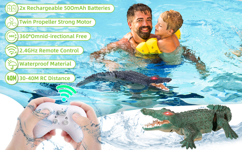 2.4G RC Crocodile Toy Remote Control Simulation Dinosaur Shark ...