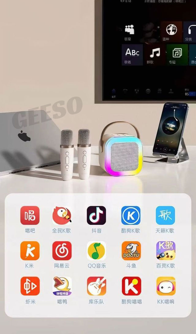GEESO K12 Wireless Karaoke Speaker With Karaoke Bluetooth Microphone K12 Home KTV Karaoke ...