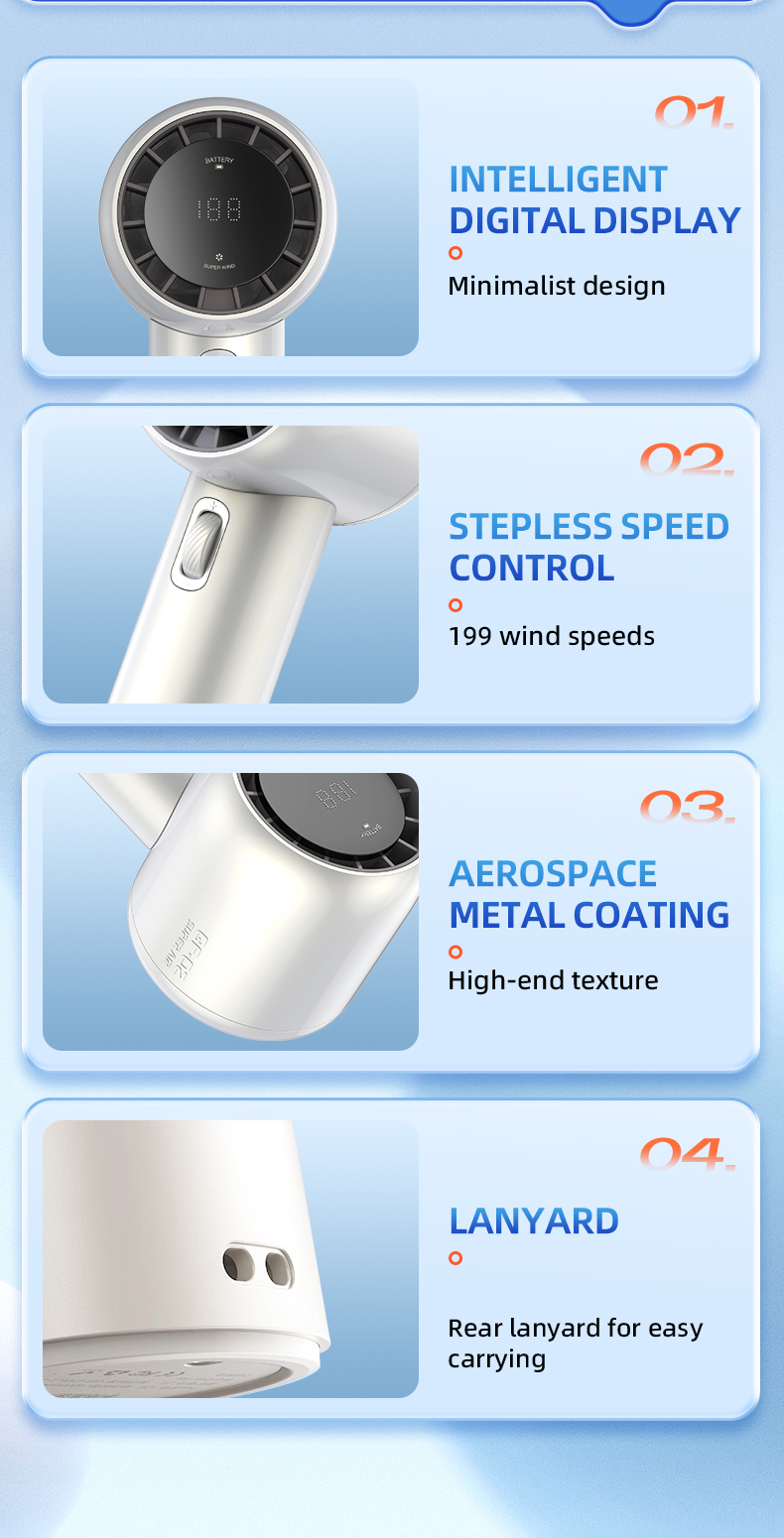 Mini Fan Rechargeable Handheld Turbo Fan 100 Level Cooling Fan Cooler ...