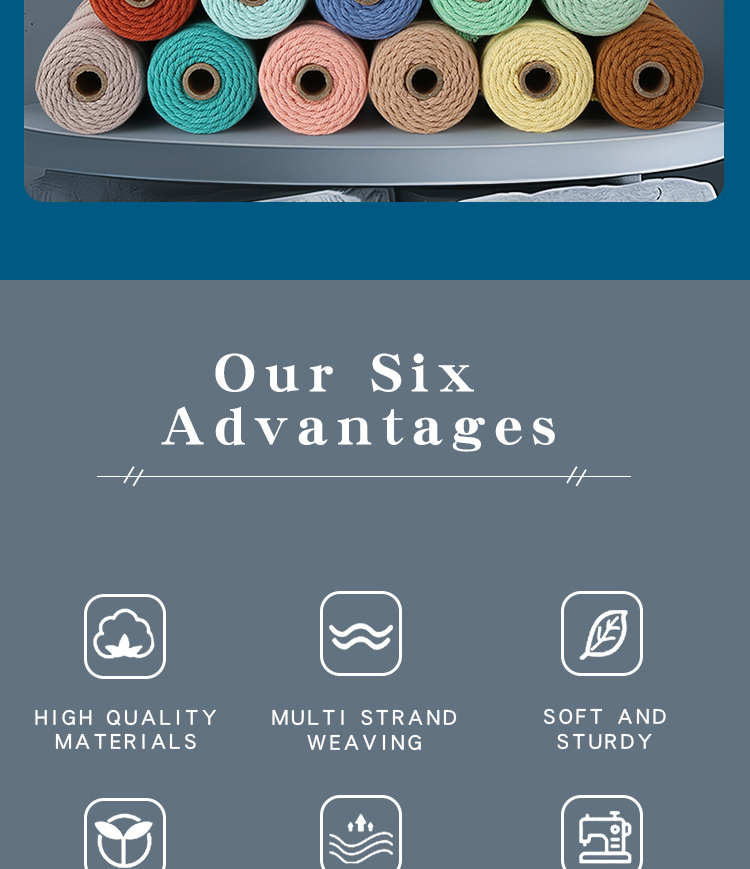 3mm Thick Colorful Cotton Thread Rope Handmade DIY Woven Polyester ...