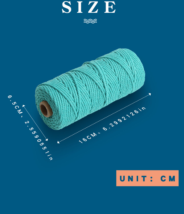 3mm Thick Colorful Cotton Thread Rope Handmade DIY Woven Polyester ...