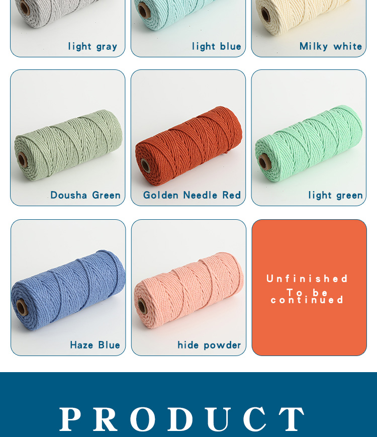 3mm Thick Colorful Cotton Thread Rope Handmade DIY Woven Polyester ...