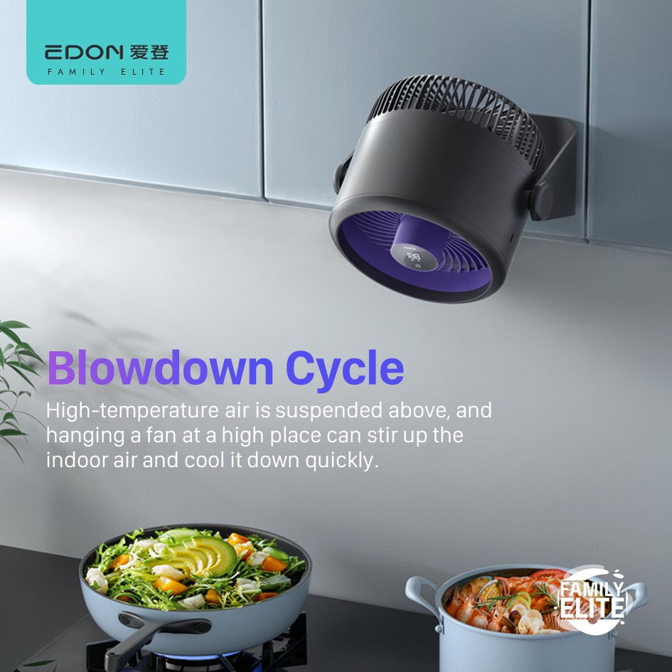 Edon Wall Fan Kitchen Wireless Air Circulation Fan 100 Speed Portable ...