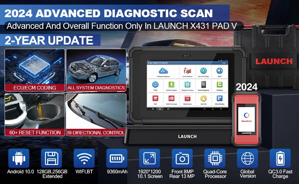 LAUNCH X431 PAD V Elite ECU Online Programming Coding Scan Tool ...