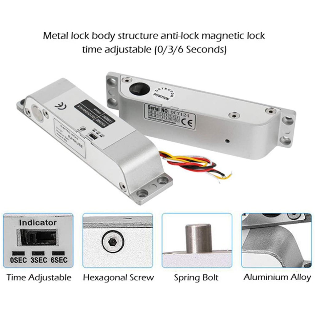 DC12V Electric Drop Bolt Lock Electronic Mortise Locks with Adjustable ...