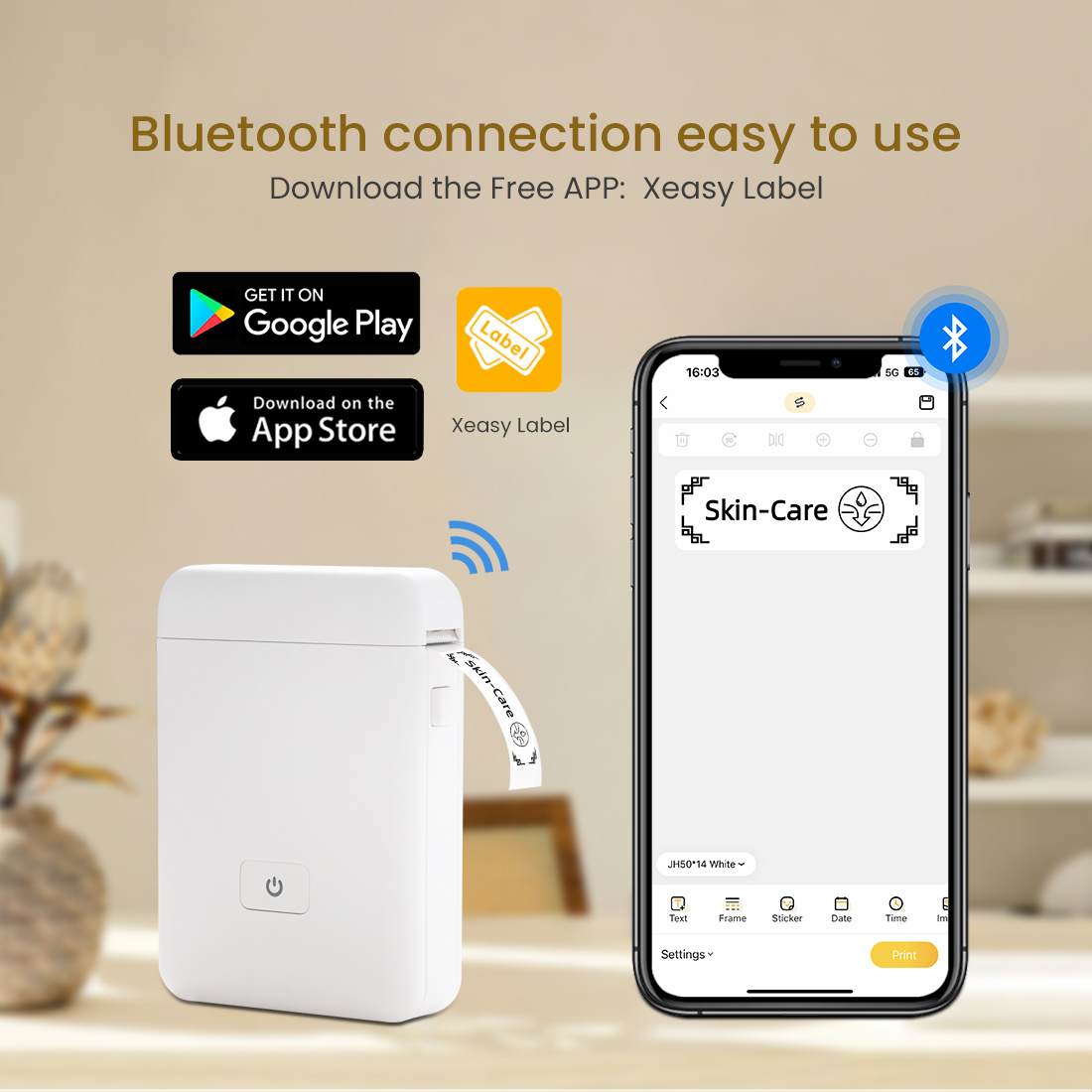 Vretti HP2 Label Maker Machine with Tape, Mini Portable Bluetooth Thermal Printer, Sticker Maker ...