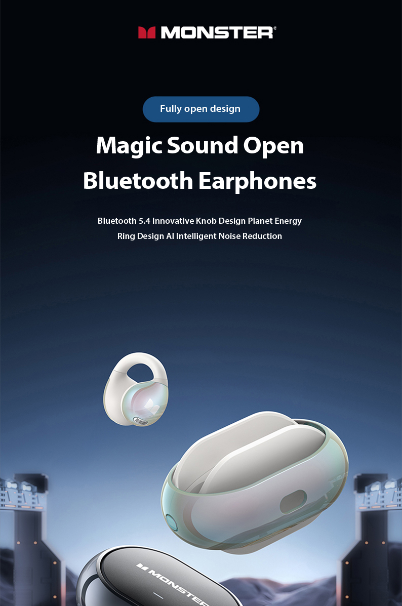 Monster AC600 Earbuds Open Ear Bone Conduction Wireless Sport Bluetooth ...