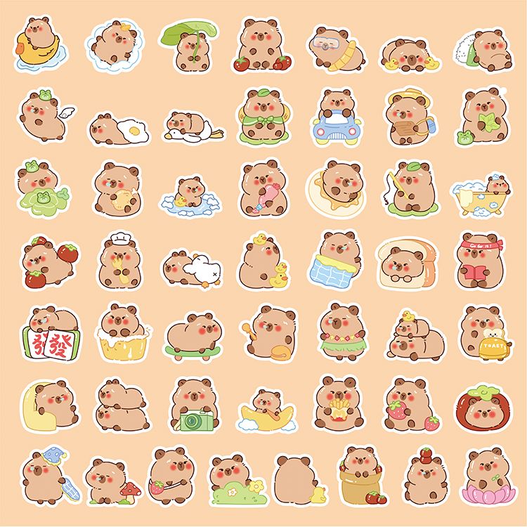 50pcs Cute Stickers Decoration Capybara Sticker DIY Pencil Box Glasses Case Handbook | Shopee ...