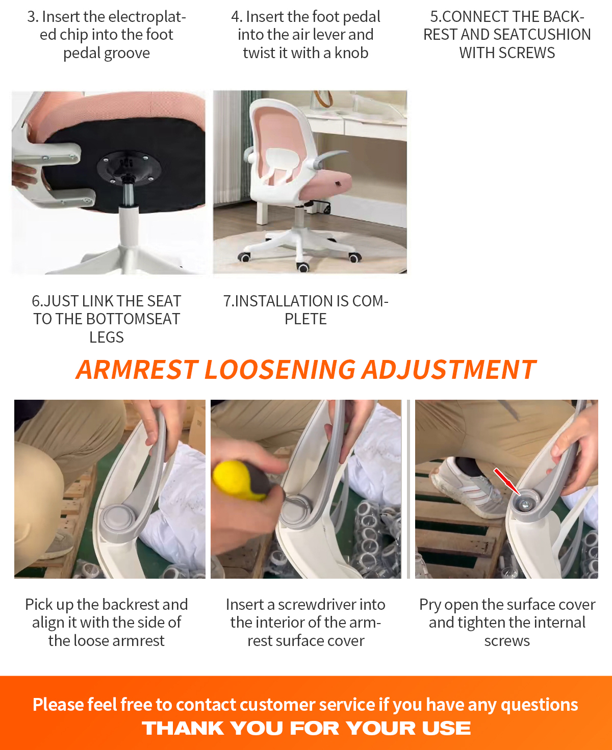 Office Chair Height Adjustable Computer Chair Kids Learning Chair ...