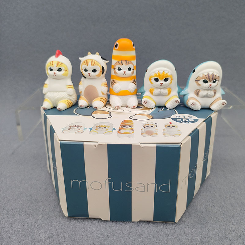 With Box Cartoon Anime Mofusand Shark Cat Frying Shrimp Tiger Shark ...