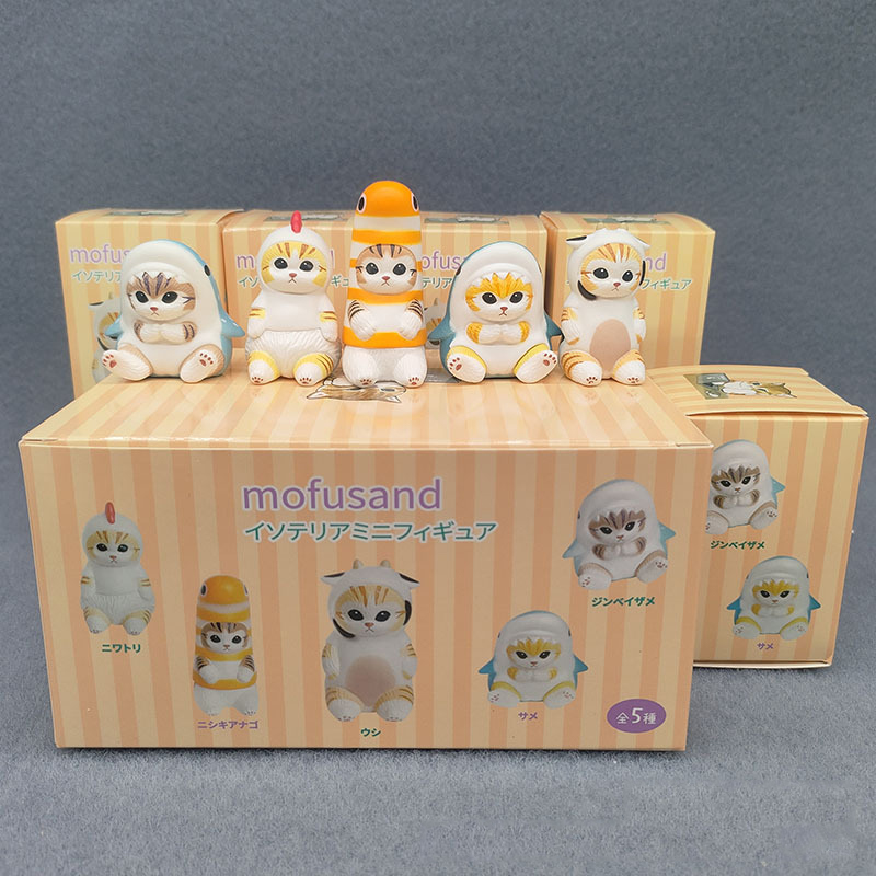 With Box Cartoon Anime Mofusand Shark Cat Frying Shrimp Tiger Shark ...