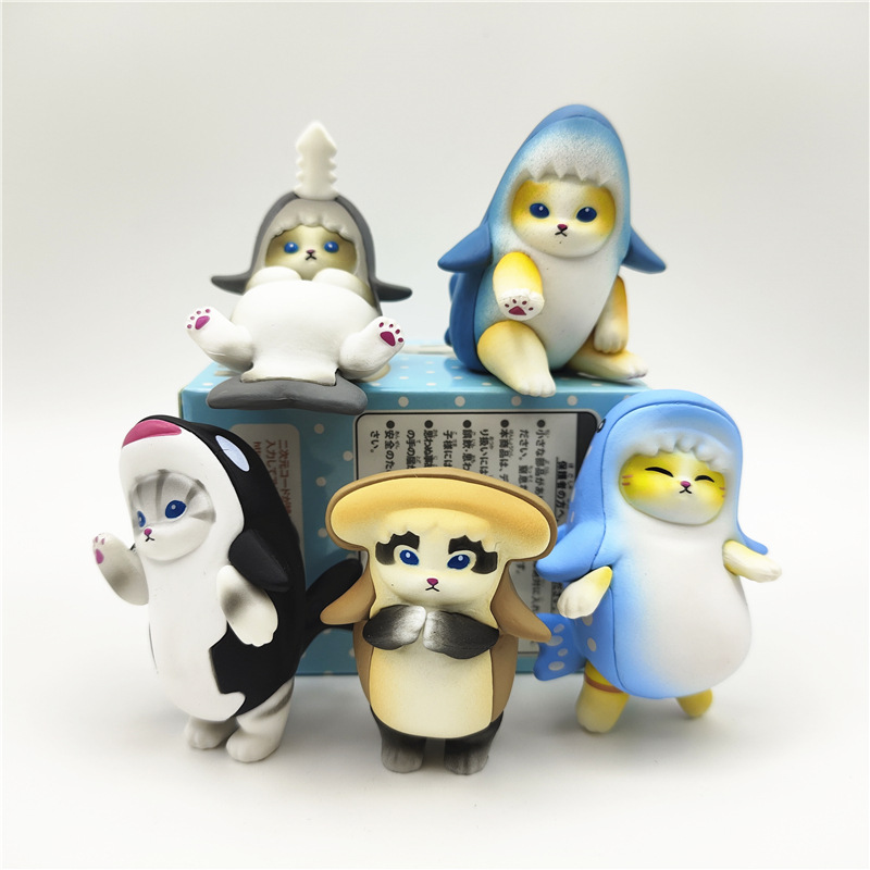 With Box Cartoon Anime Mofusand Shark Cat Frying Shrimp Tiger Shark ...