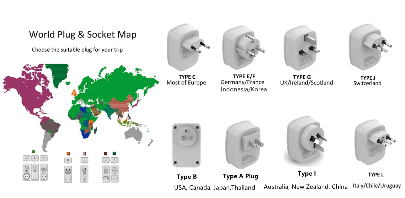 TESSAN 65W Travel Adapter for Japan Korea Indonesia,Universal Adapter ...