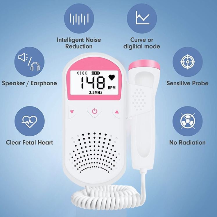 【Lucky Dog Mall】Fetal Doppler Heart Rate Ultrasound Monitor Pregnancy ...