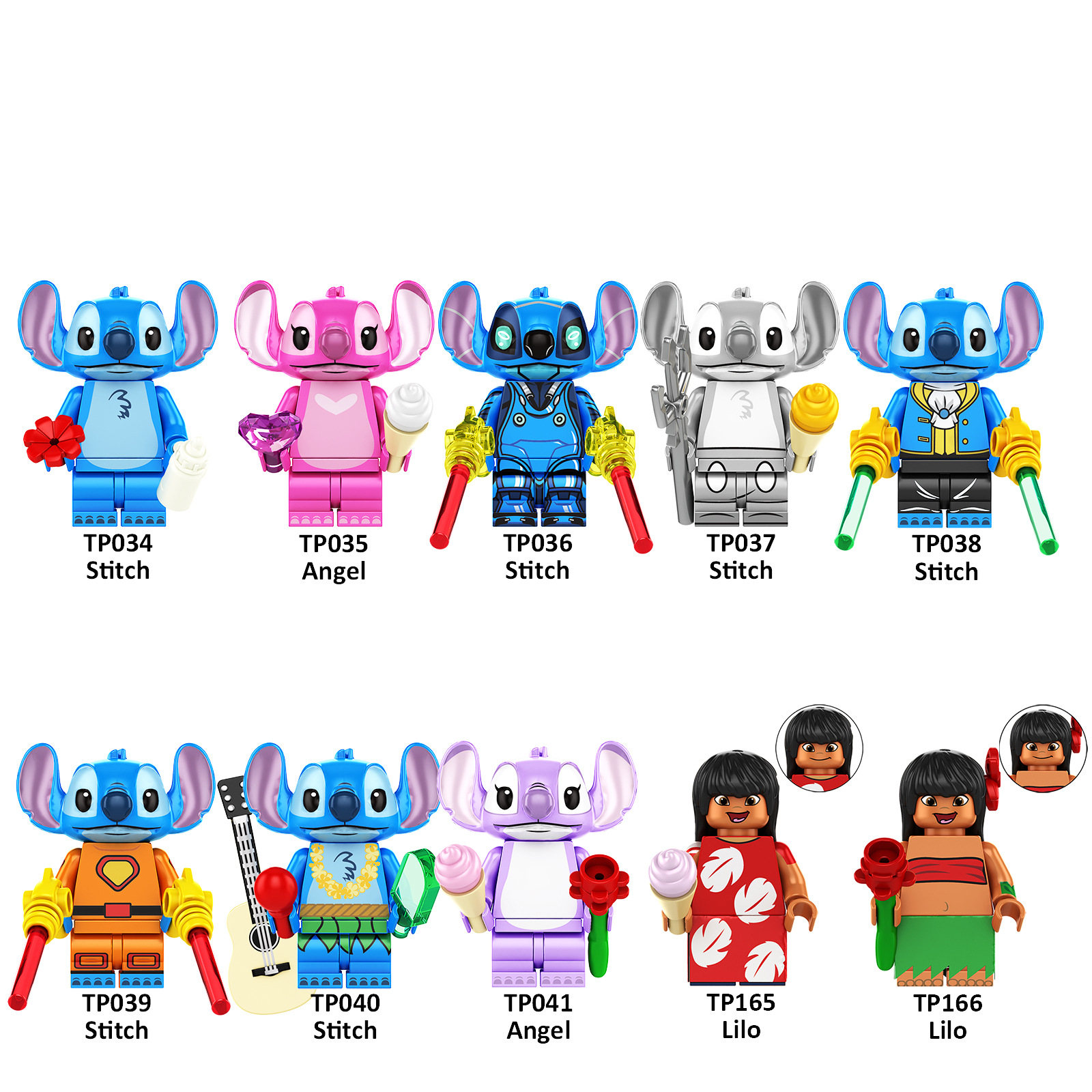 Block Toys Stitch Angel Lilo Anime Figure Building Block Cartoon Mini ...
