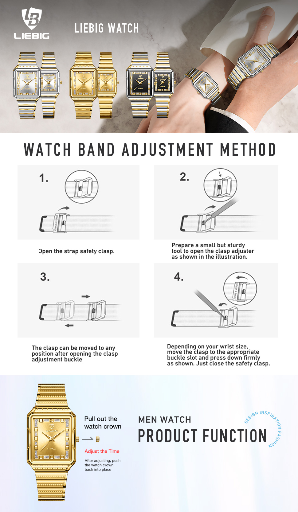 LIEBIG Couple Watch Fashionable and Exquisite 3ATM Waterproof Quartz ...
