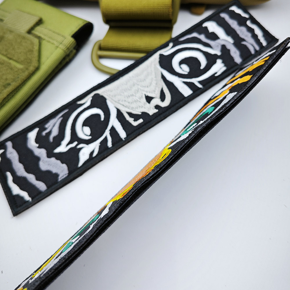 T Tiger Head Cute Tiger Long Strip Embroidery Velcro Armband with Hook ...