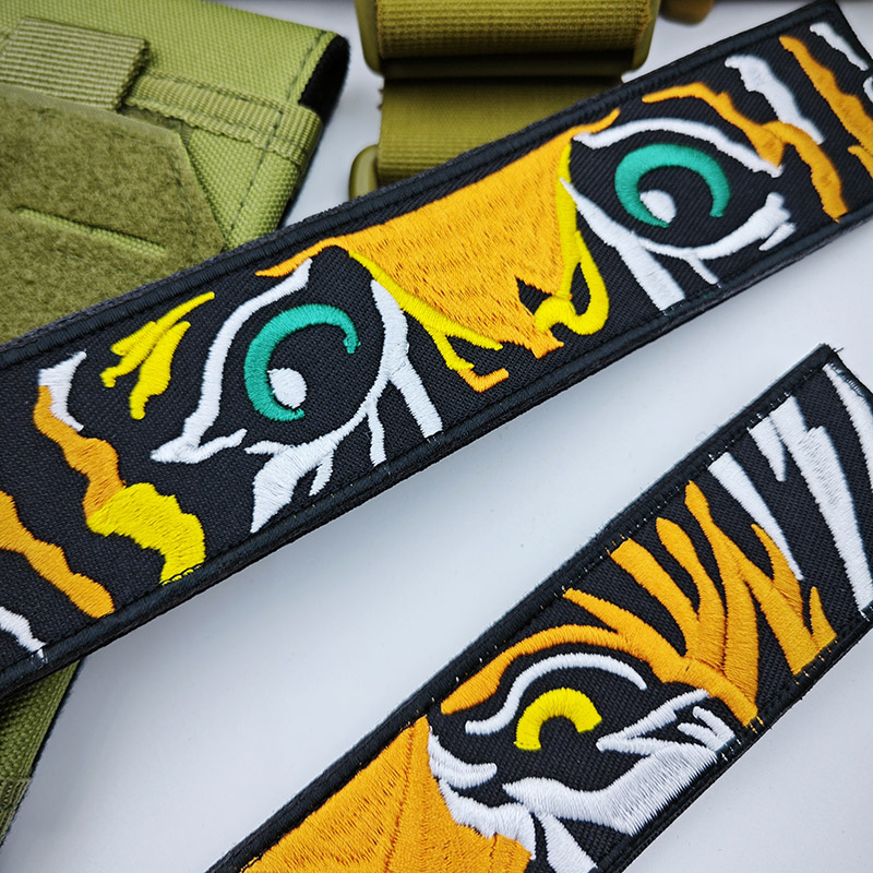 T Tiger Head Cute Tiger Long Strip Embroidery Velcro Armband with Hook ...