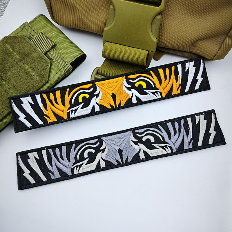 T Tiger Head Cute Tiger Long Strip Embroidery Velcro Armband with Hook ...