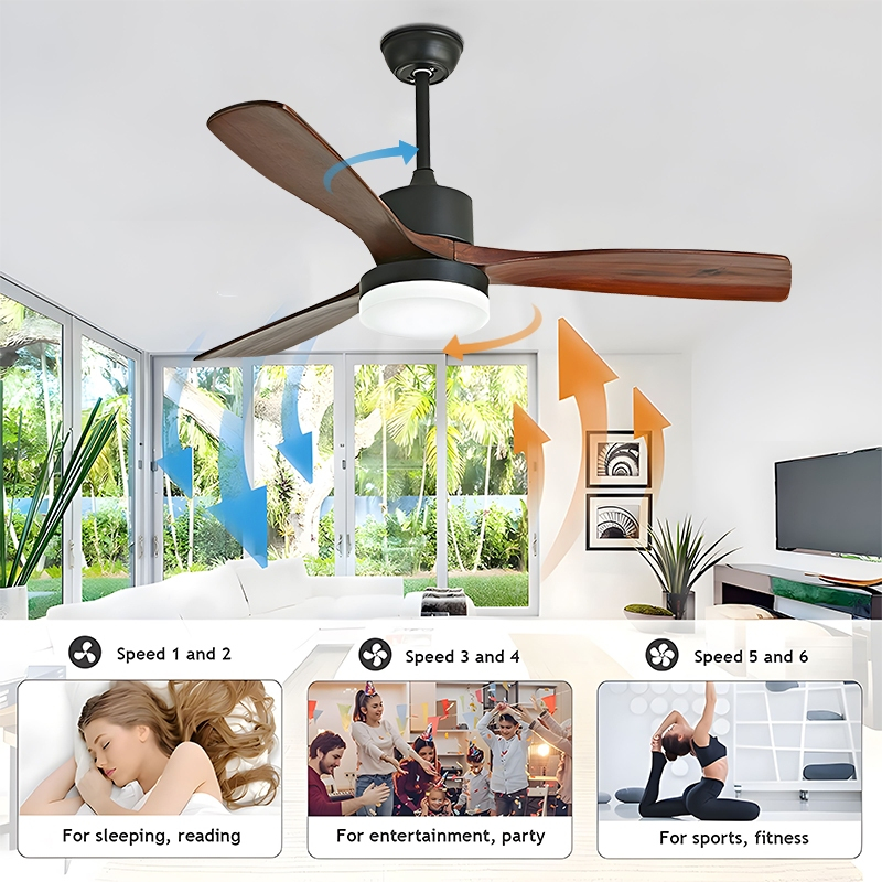 Nordic Ceiling Fan With Light 3 Blades Wood Color Ceiling Fans 42/48 ...