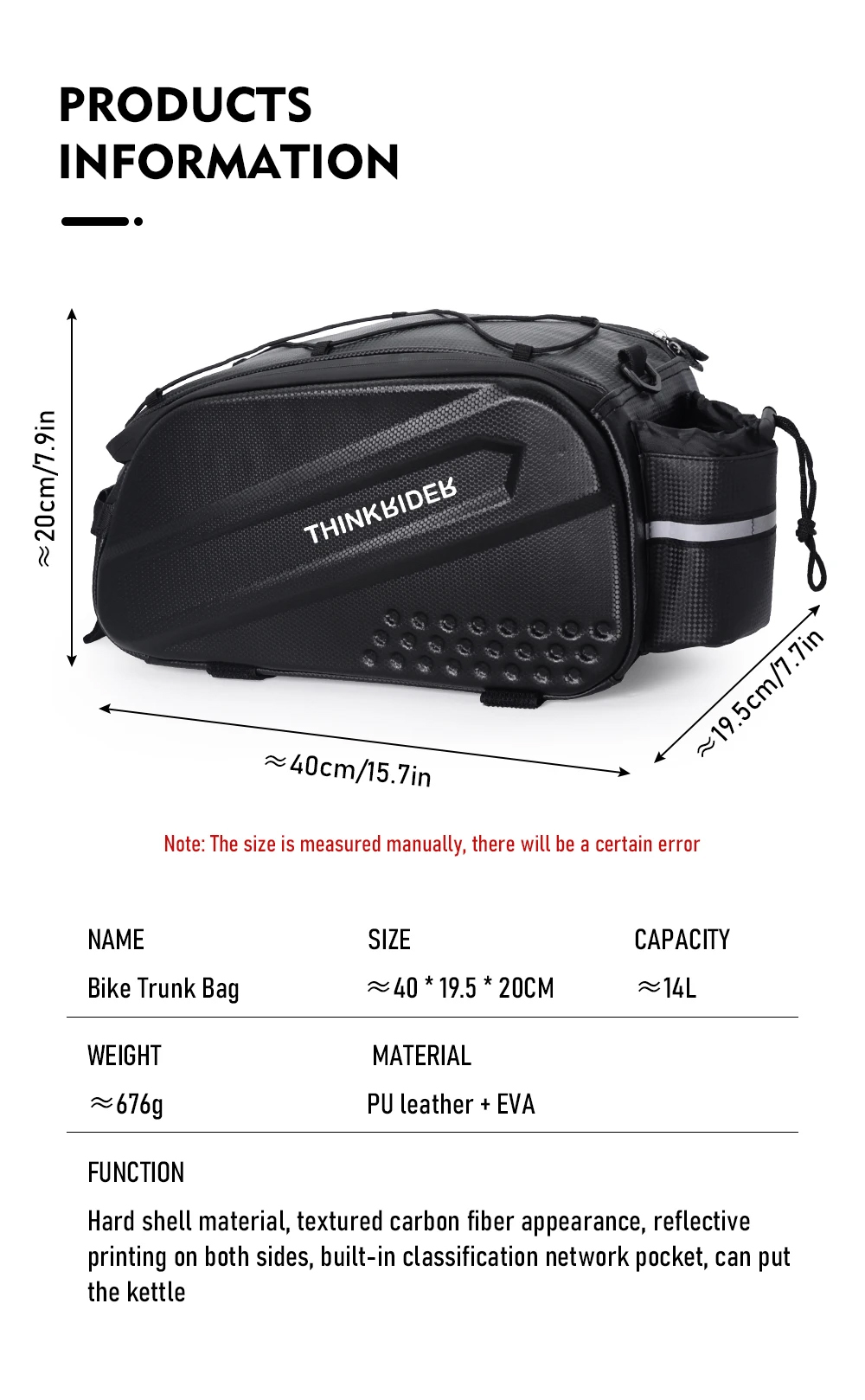 ThinkRider Bicycle 14L Multifunctional Bicycle Rear Seat Bag Waterproof ...