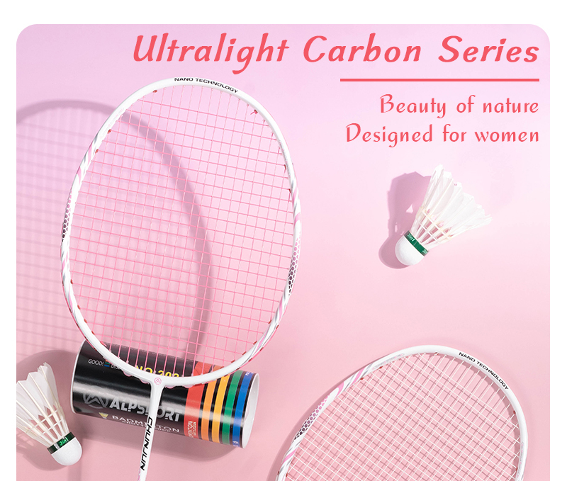 ALP DF 8U G6 Max 30Lbs Strung 100% Full Carbon Fiber Pink Badminton ...