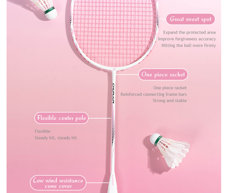 ALP DF 8U G6 Max 30Lbs Strung 100% Full Carbon Fiber Pink Badminton ...