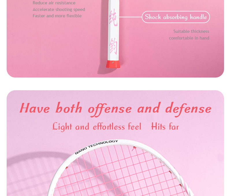 ALP DF 8U G6 Max 30Lbs Strung 100% Full Carbon Fiber Pink Badminton ...