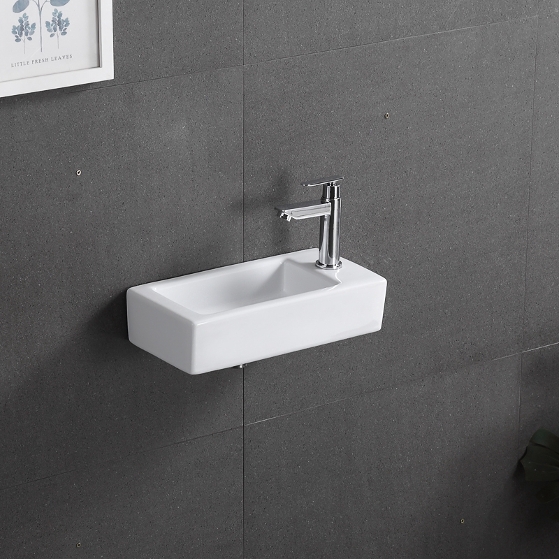 sinki bilik air White square ceramic wash basin Wall-mounted square ...