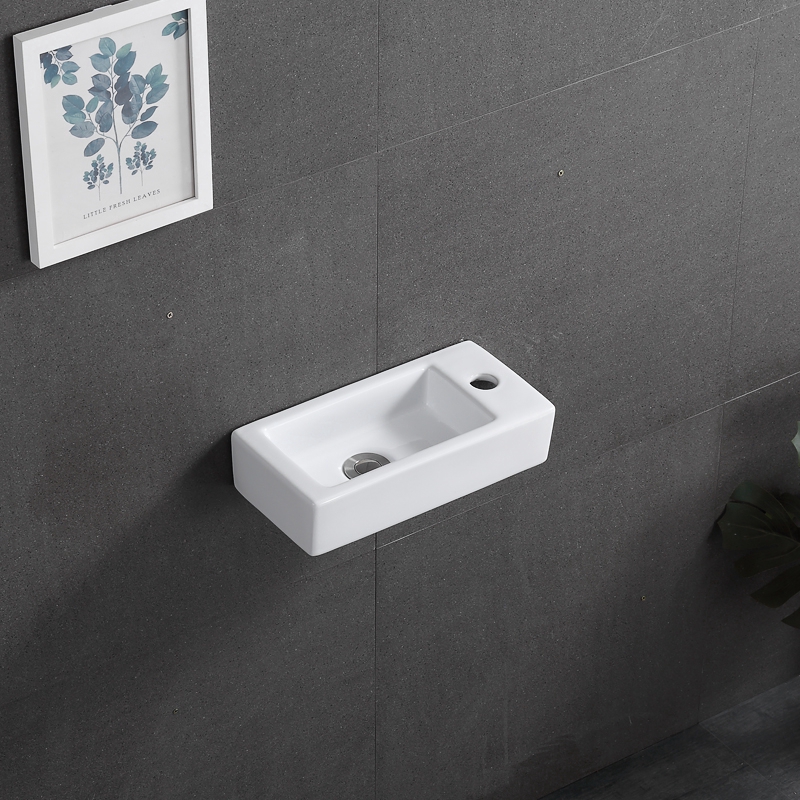 sinki bilik air White square ceramic wash basin Wall-mounted square ...