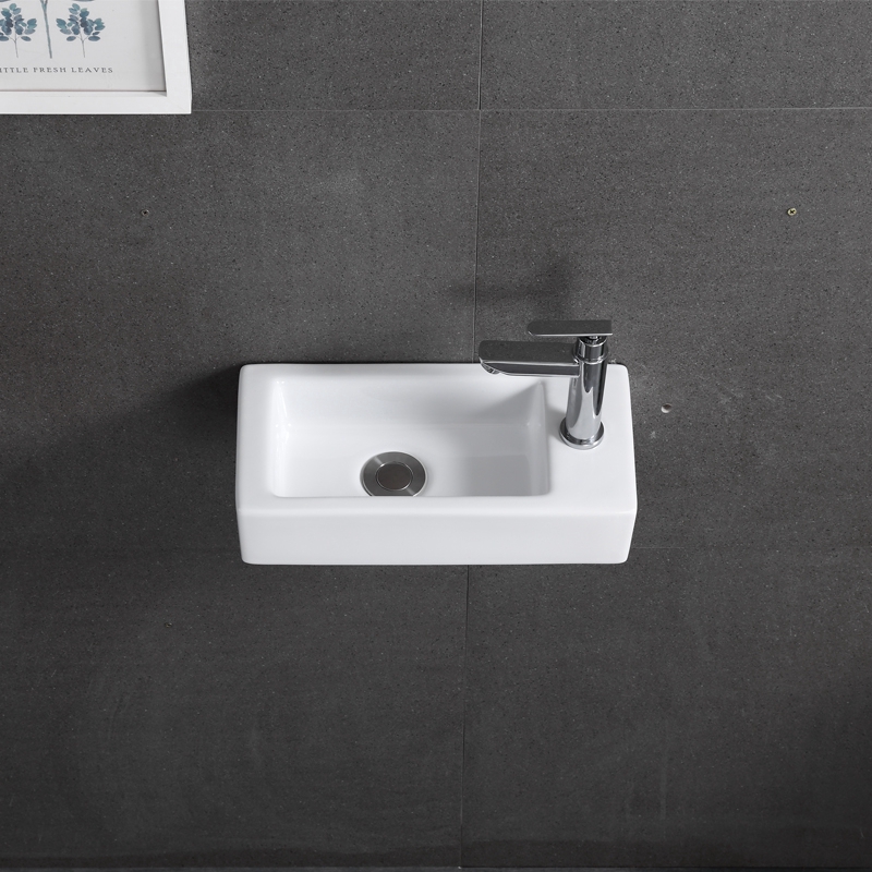 sinki bilik air White square ceramic wash basin Wall-mounted square ...
