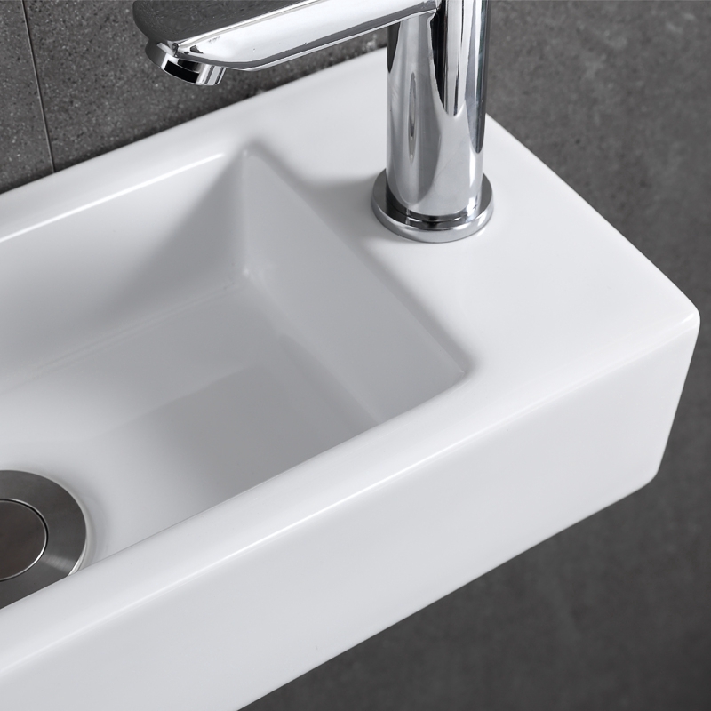 sinki bilik air White square ceramic wash basin Wall-mounted square ...