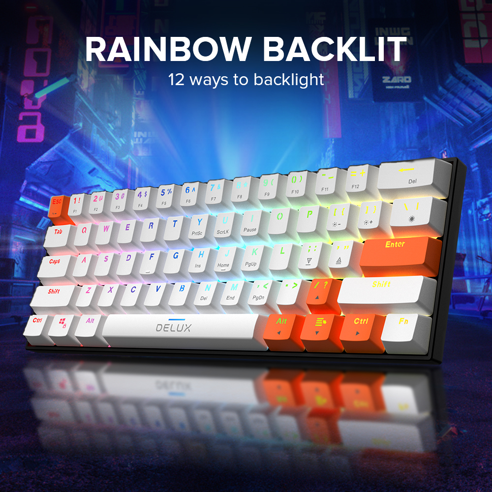 DELUX KM36 Wired Gaming Mechanical Keyboard,Blue or Red Switches, RGB ...